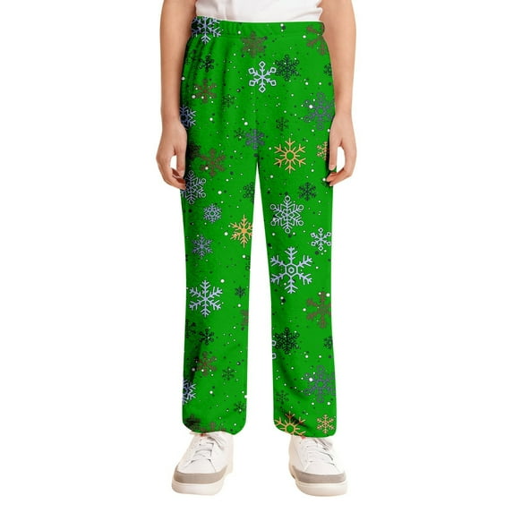 CAIVO Soft Girls Snowflake Print Leisure Pants Cozy Holiday For Kids ...