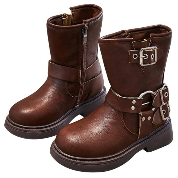 CAIVO Stylish Girls Ankle Boots Classic British Design Leather Upper ...