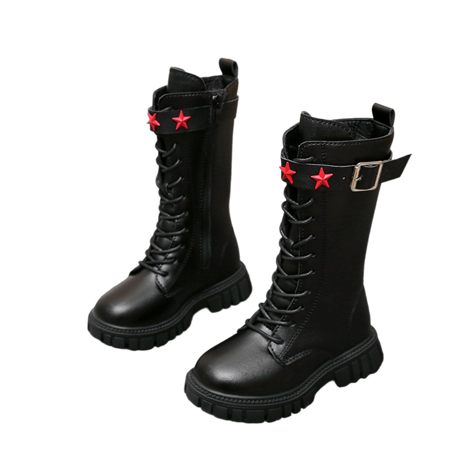 CAIVO Stylish Star Decorated Girls Winter Boots Fashionable High Tops ...