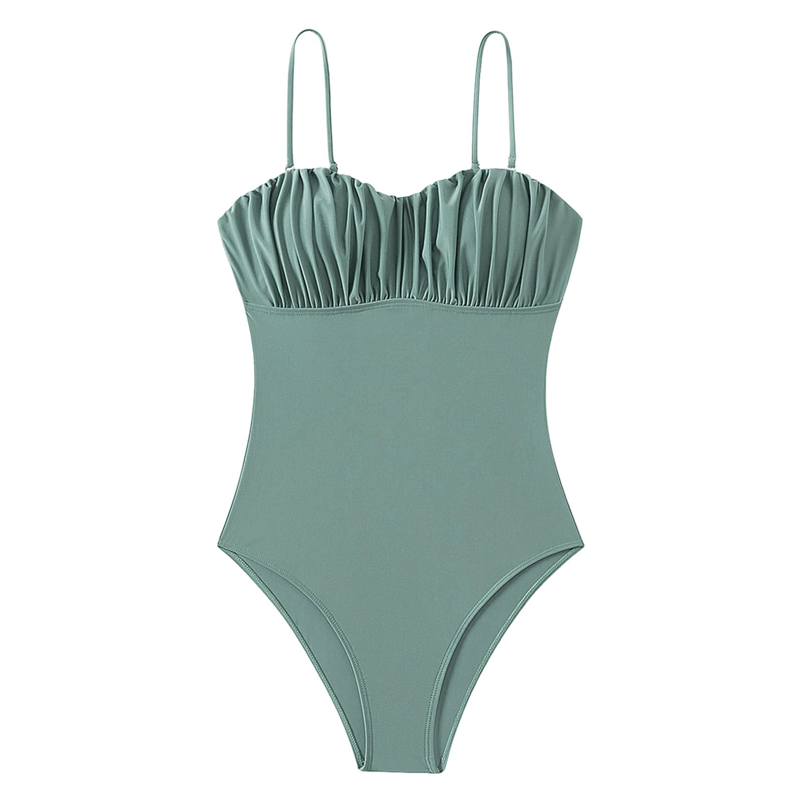 CAIVO Swimwear Sexy Pleated Chest Back Hollow Out Strap Swimwear Women ...