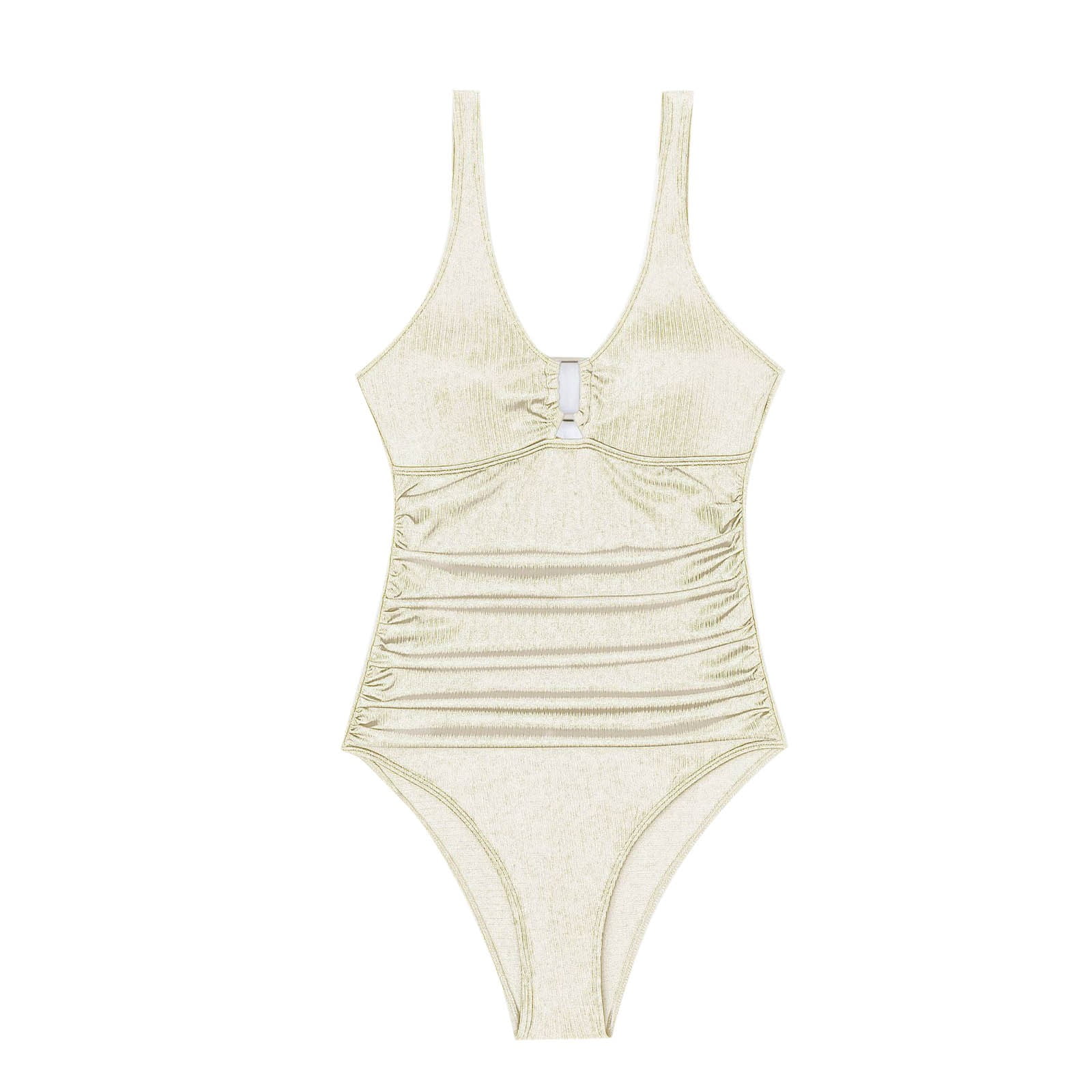 CAIVO Swimwear Suit Women V One Pieces Bathing Tummy Control Ruched ...