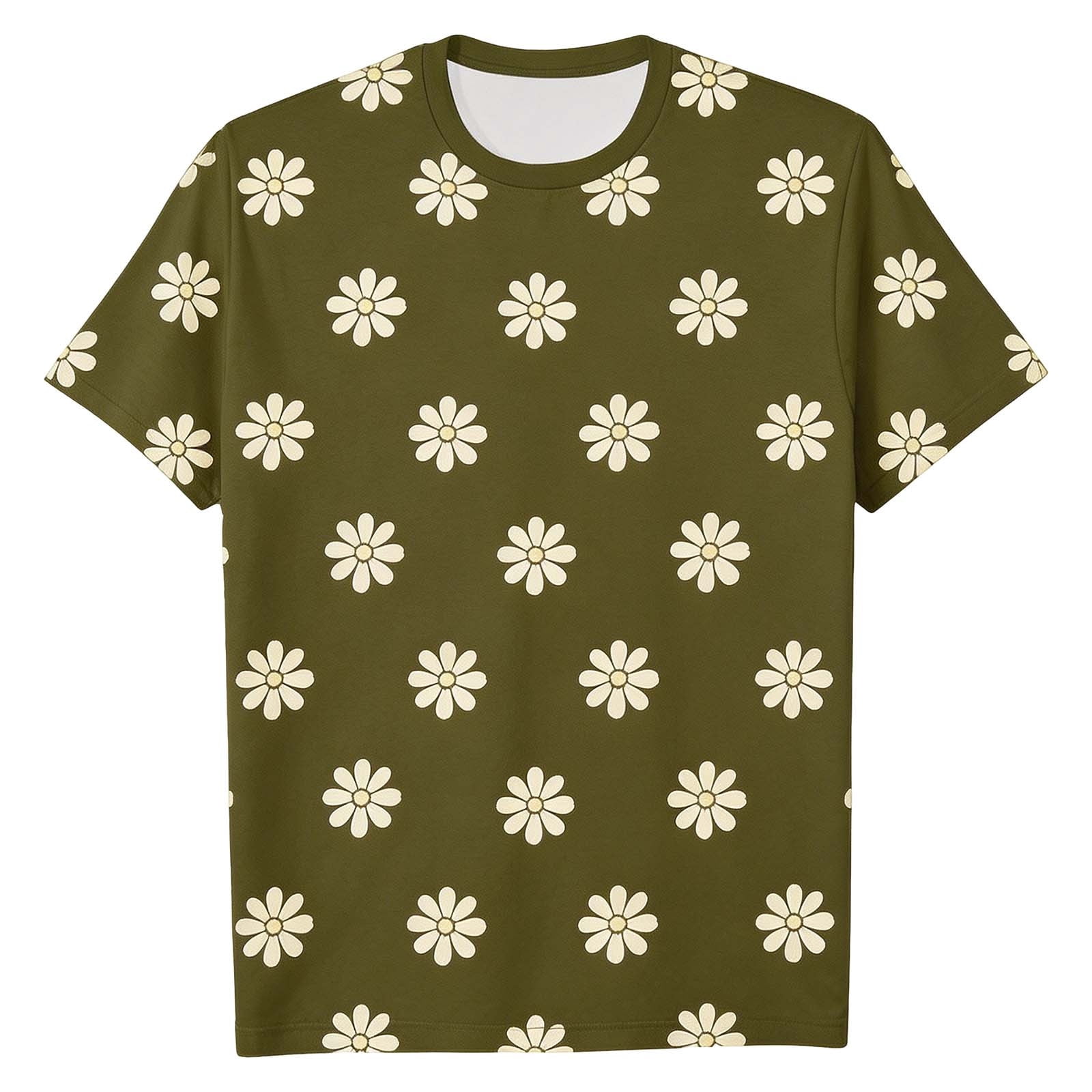 CAIVO T-Shirts Girls Short Sleeve Tops Flower Printed Lightweight Kids ...