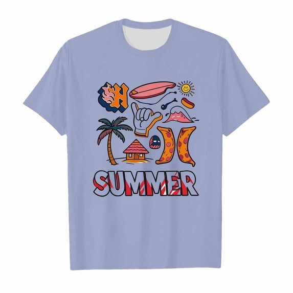 CAIVO T-Shirts Girls Short Sleeve Tunic Tops Cartoon Tee Shirt Summer ...