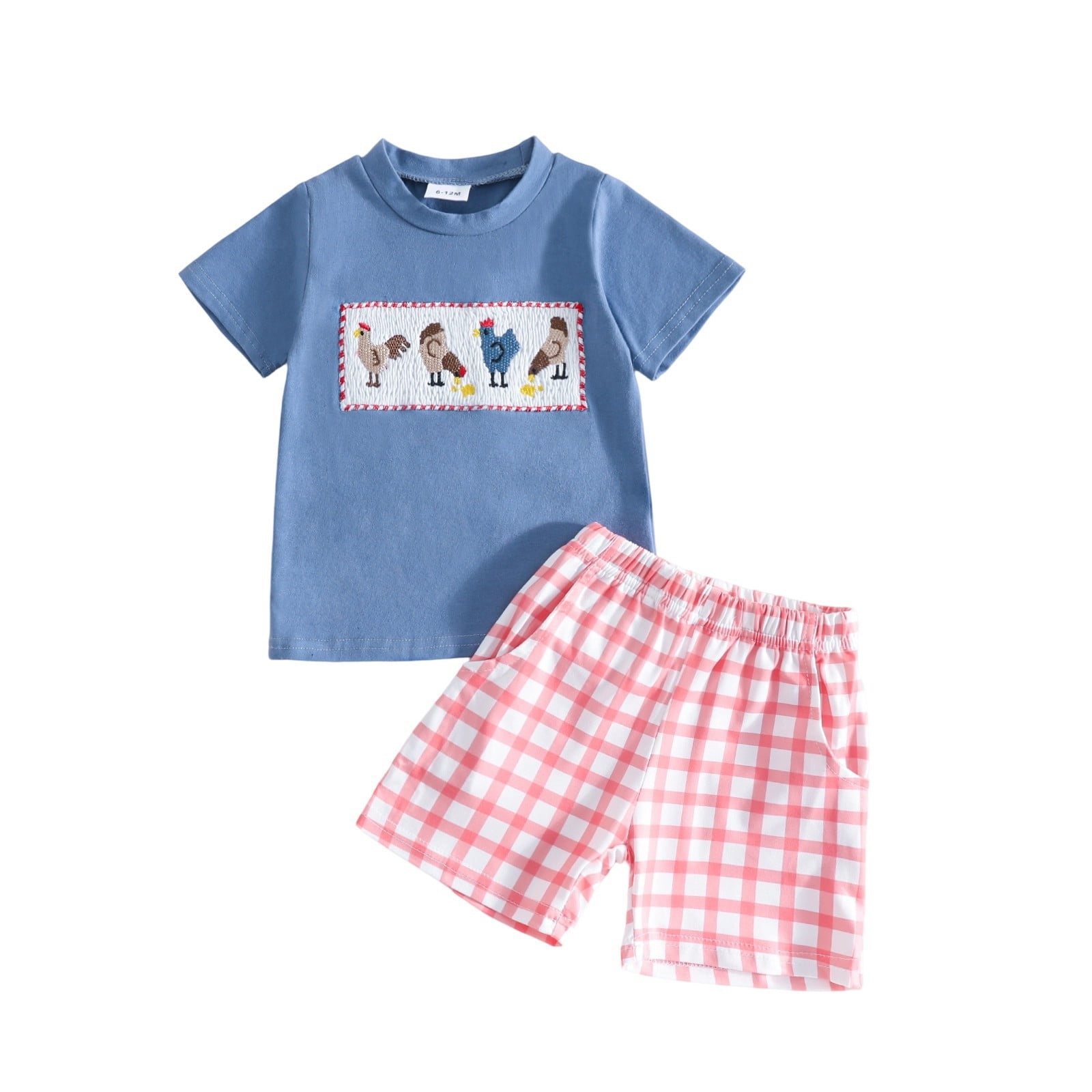 CAIVO Toddler Boys Summer Outfits With Chick Embroidery Tops And Plaid ...