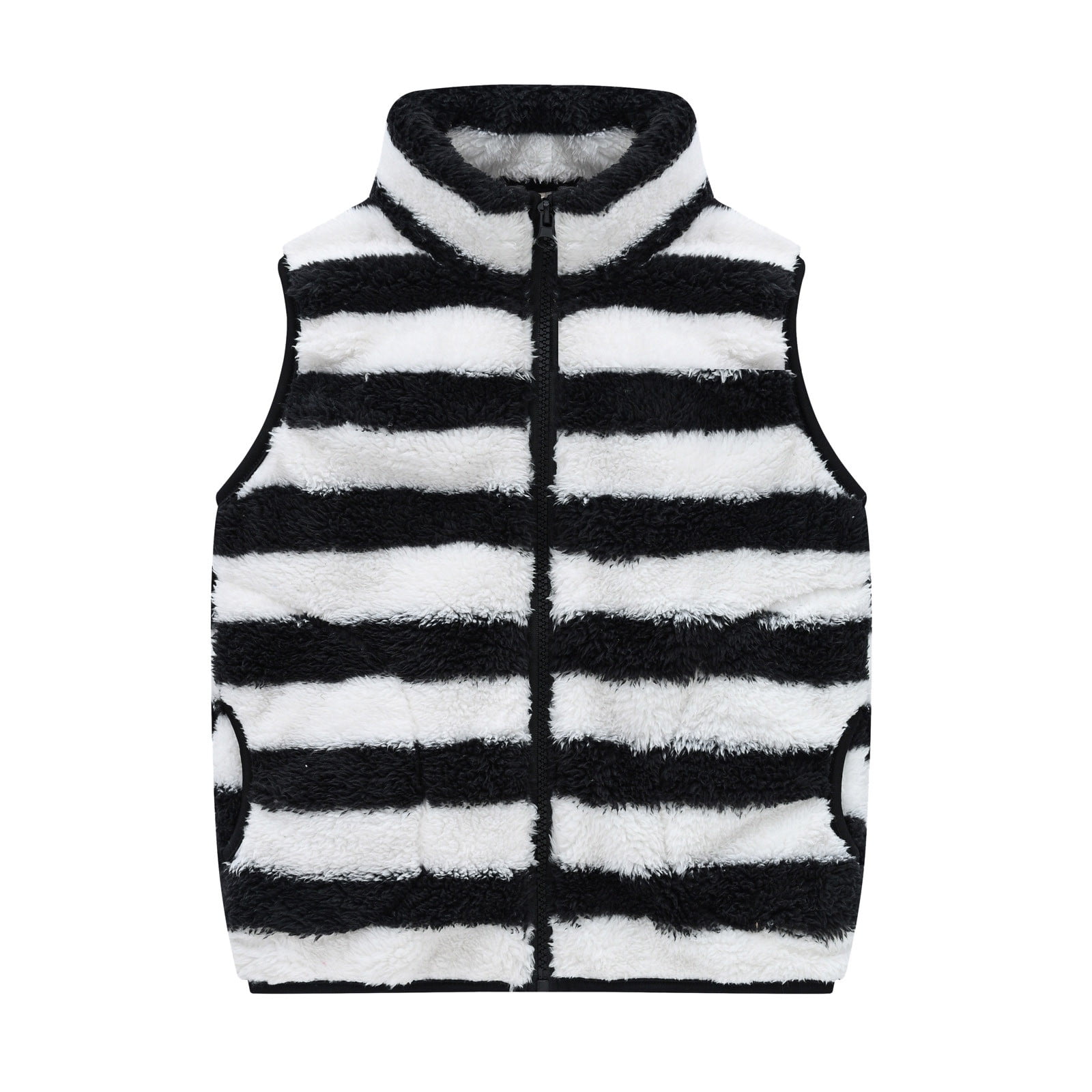 CAIVO Toddler Girls Boys Sleeveless Stripe Jacket Zip Up Coats Fall ...