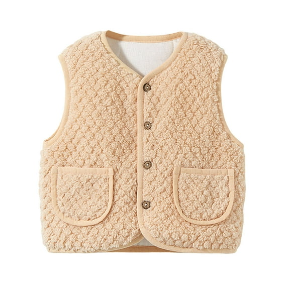 CAIVO Toddler Girls Boys Winter Sleeveless Warm Solid Color Two Pockets Coats Jacket Autumn ...