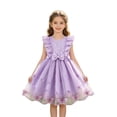 CAIVO Toddler Girls Dresses Summer A-Line Round Neck Ruffle Sleeve Mesh ...