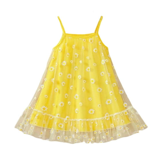 CAIVO Toddler Girls Summer Dress Flowy Mini Spaghetti Strap Square Neck ...