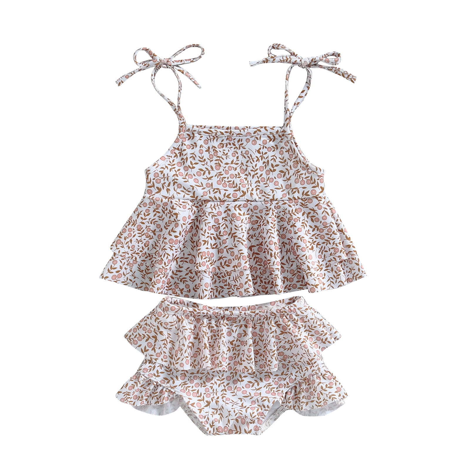 CAIVO Toddler Girls Two Piece Swimsuit Sets Floral Print Cute Square ...