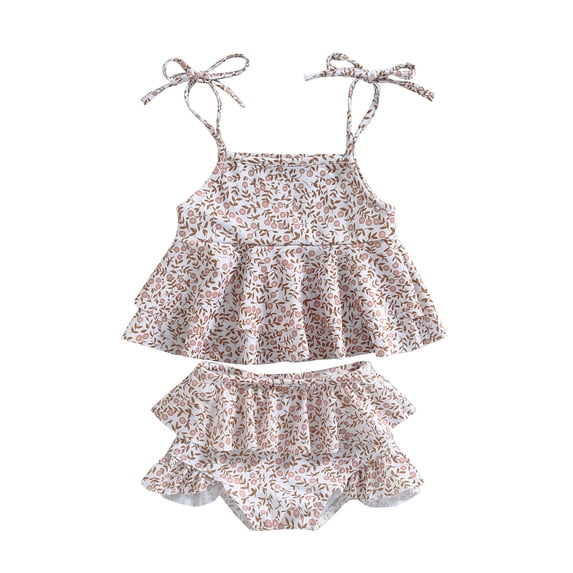 CAIVO Toddler Girls Two Piece Swimsuit Sets Floral Print Cute Square ...