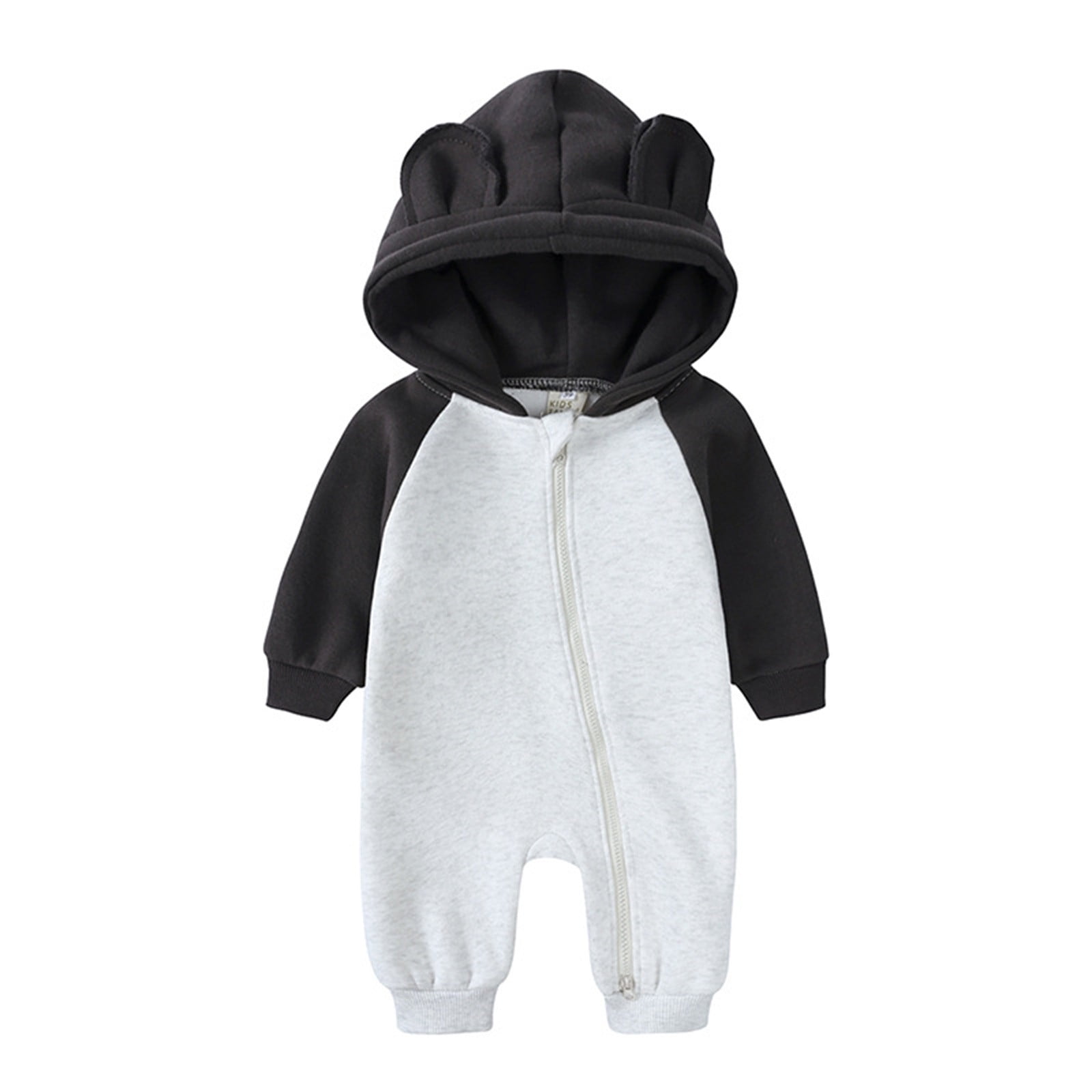 CAIVO Unisex Baby Boys Girls Long Sleeve Baby Zipper Cartoon Bear Hooded Lined Jumpsuits O-Neck ...