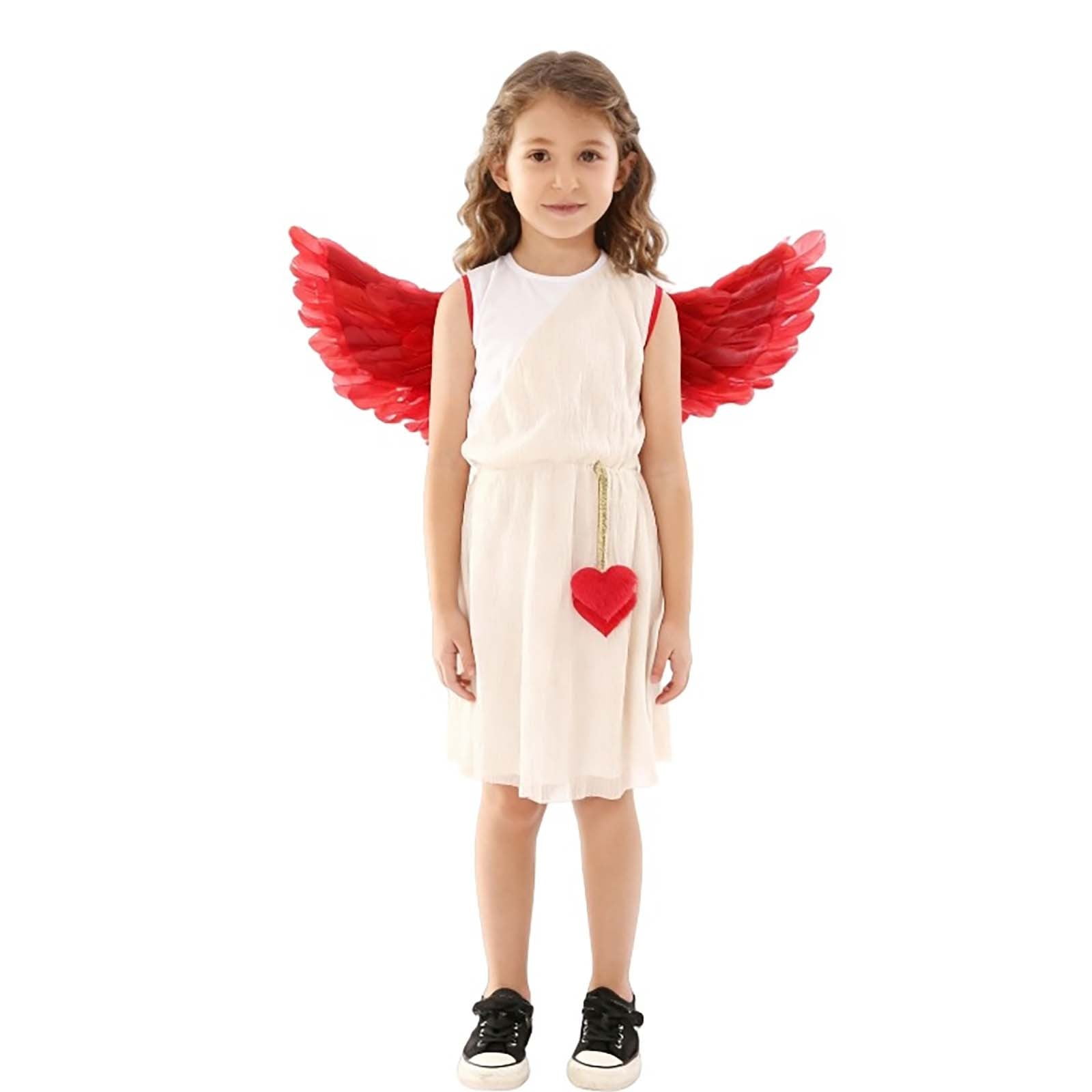 CAIVO Valentines Day Kids Angel Outfit Stage Performance Party Play ...