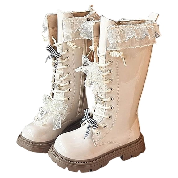 CAIVO Warm Winter Boots Girls With Cute Bow Detail Cozy Fuzzy Long ...