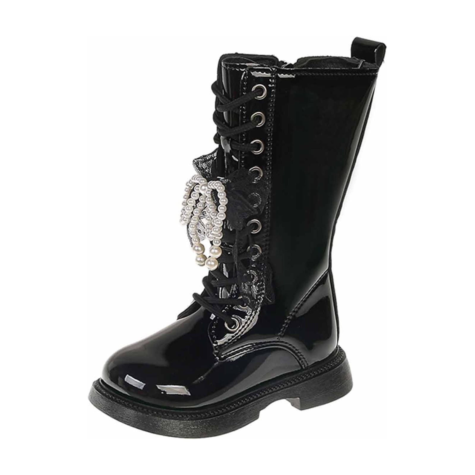 CAIVO Winter Girls Knee High Boots Leather Boots With Side Zipper Non ...