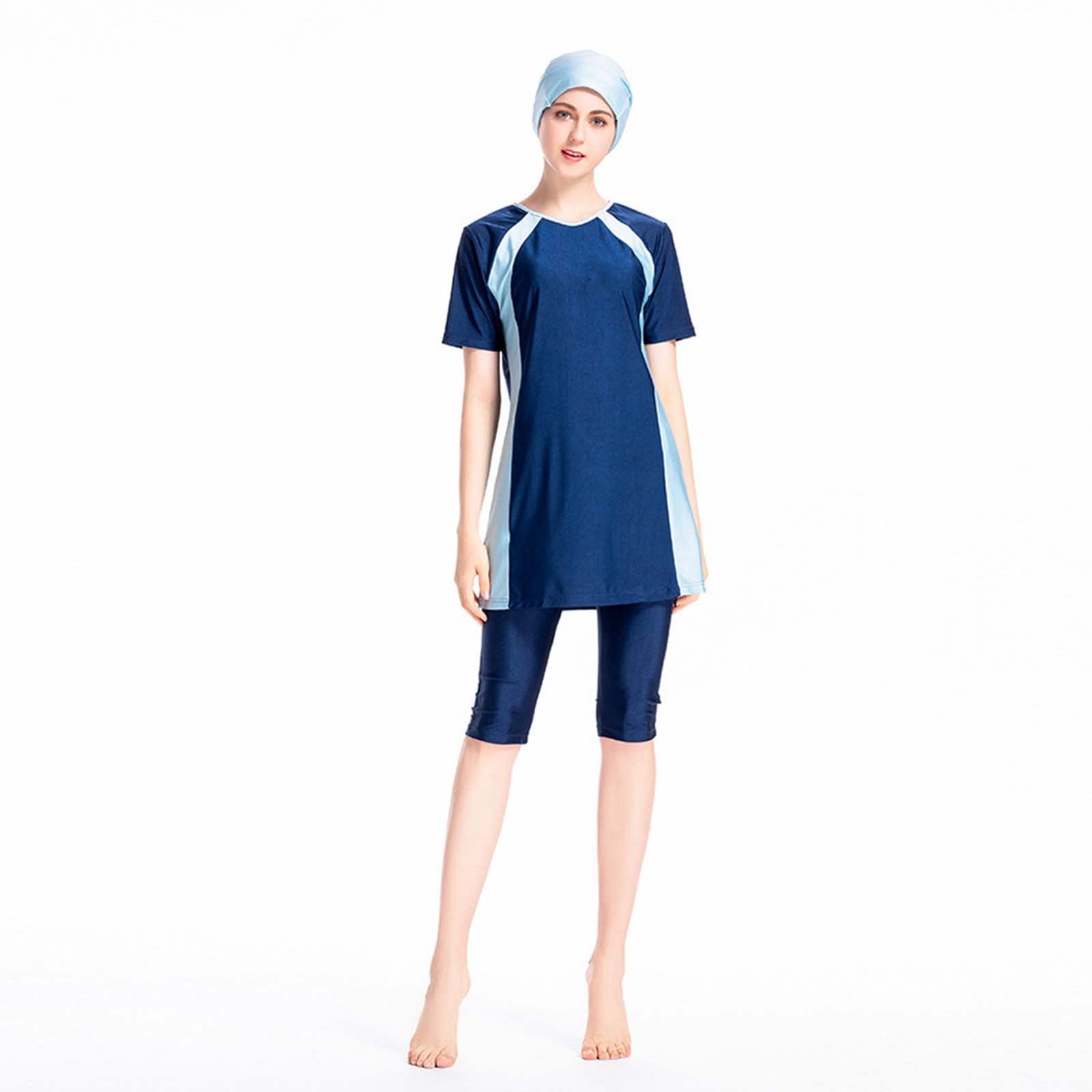 CAIVO Women Bathing Suit With Cap Solid Color Swimsuit Beachwear Women ...