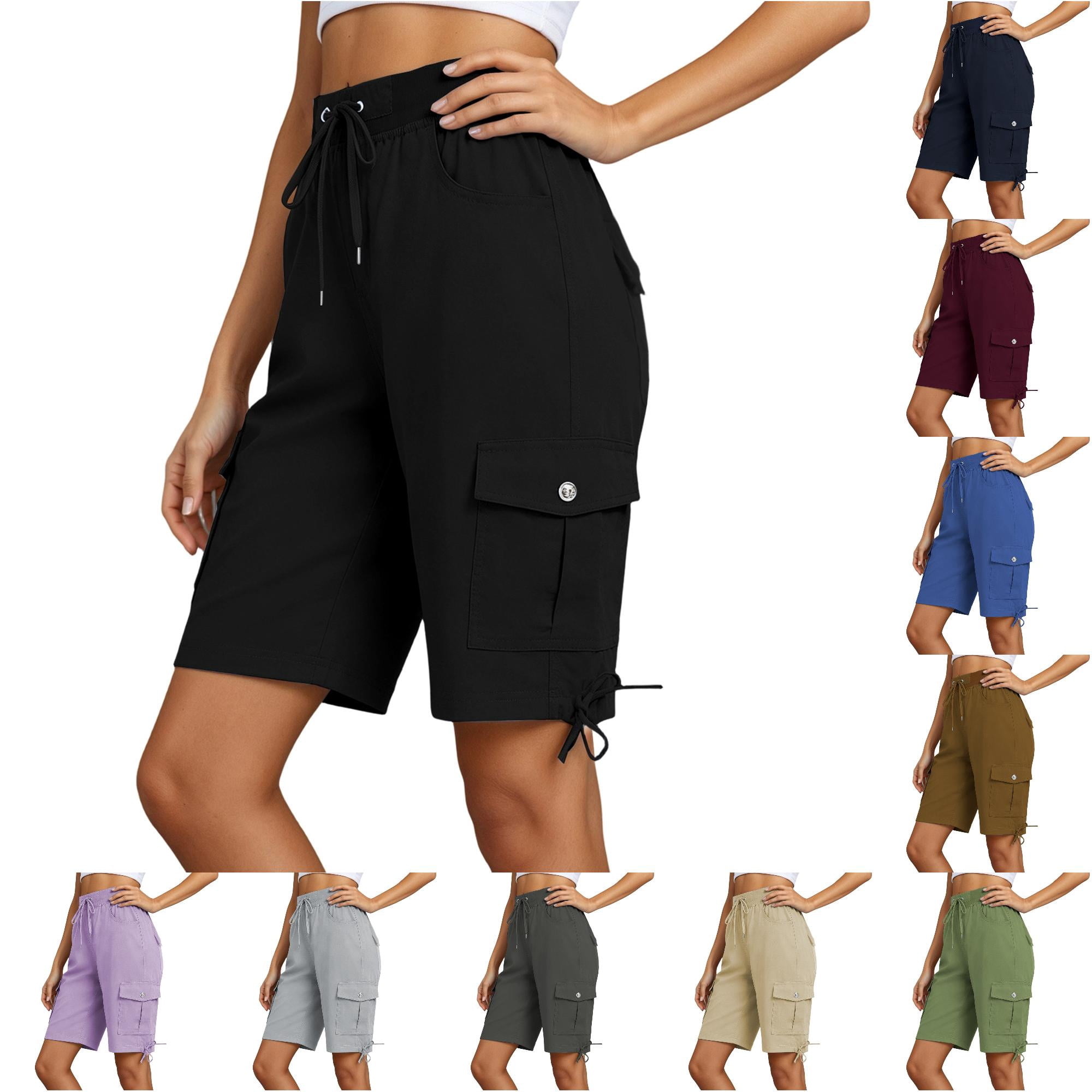 CAIVO Women Cargo Hiking Shorts Drawstring Quick Dry Athletic Gym ...