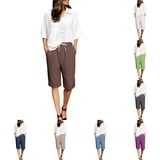 CAIVO Women Casual Solid Color Cropped Shorts Elastic Waist Summer ...