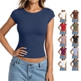 CAIVO Women Shirts Casual Elegant Crew Neck Tee For Everyday Wear Soft ...