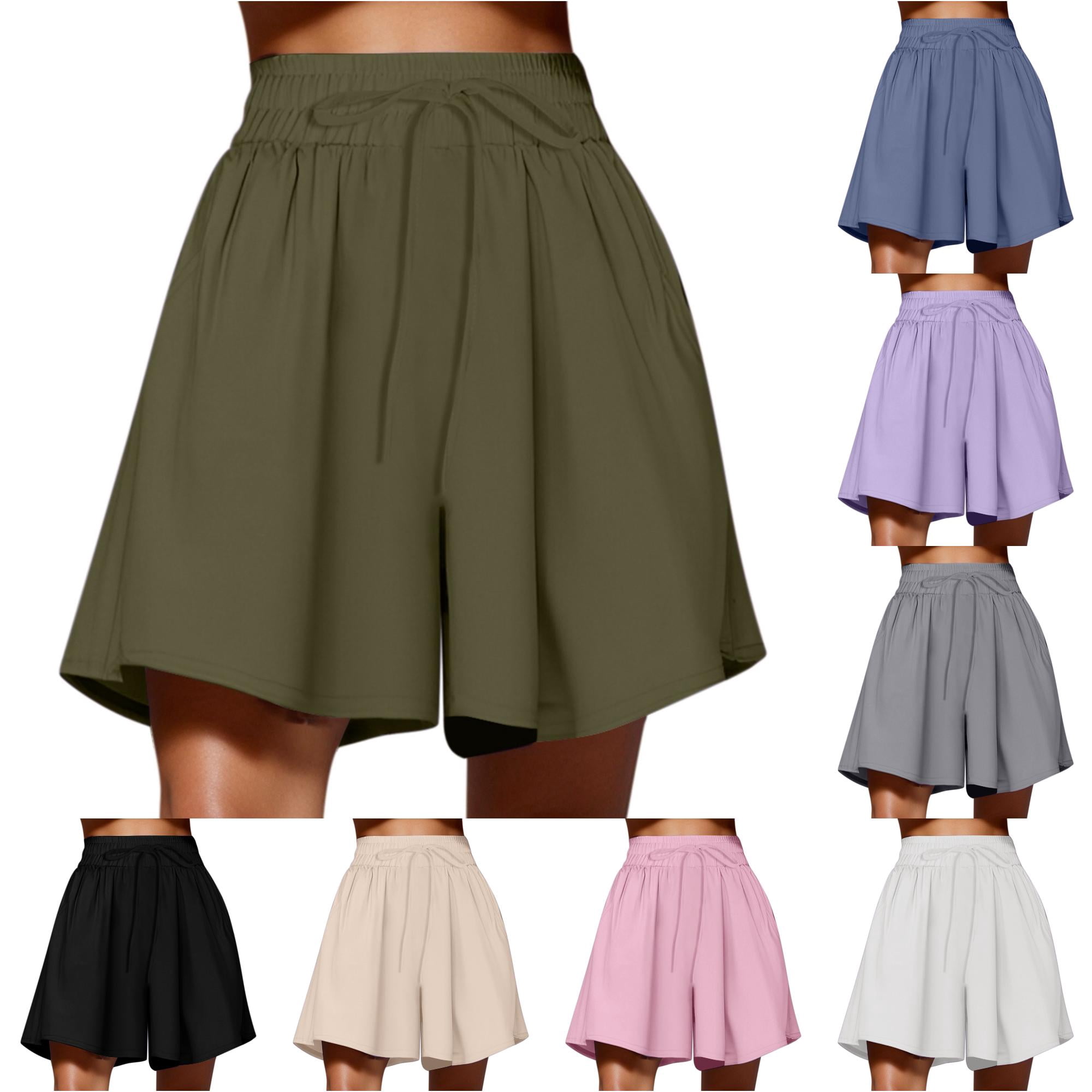 CAIVO Women Fashion Solid Color Casual Loose Sports Shorts Yoga Workout ...