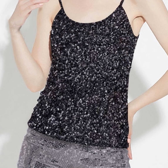 CAIVO Women Fashion Solid Color Slim Sequined Vest Camisole Versatile ...