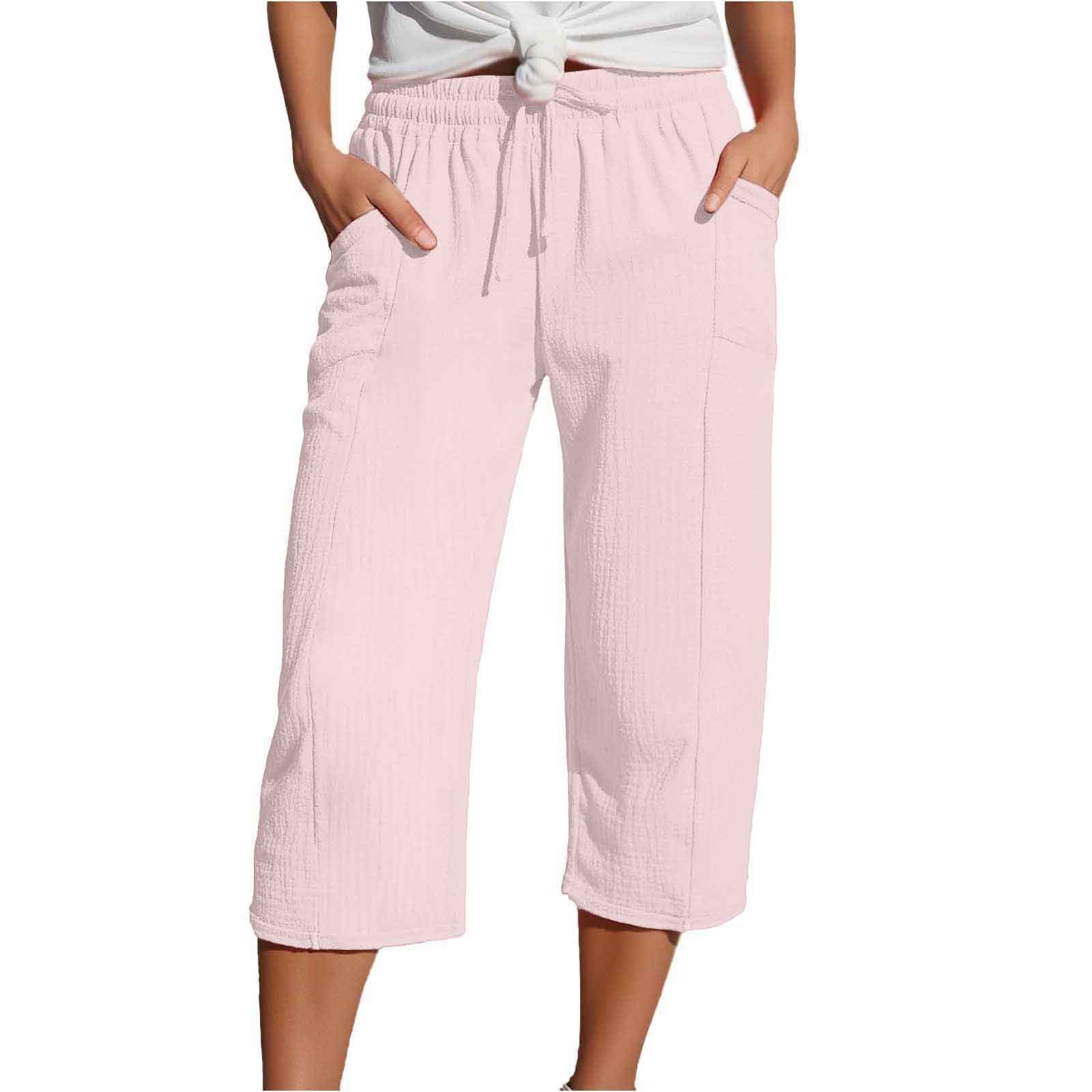 CAIVO Women Fashion Straight Leg Casual Pants Slacks Trousers Calf ...