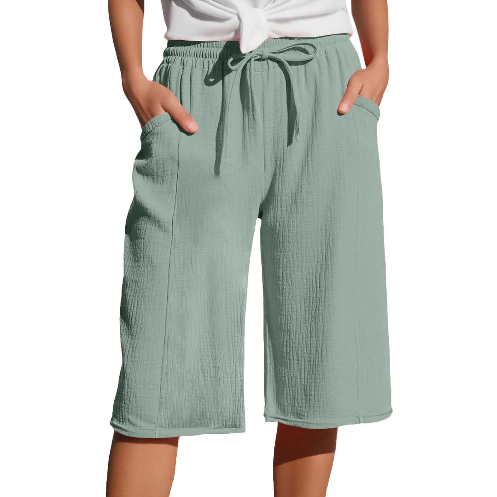 CAIVO Women Fashion Straight Leg Casual Pants Slacks Trousers Calf ...