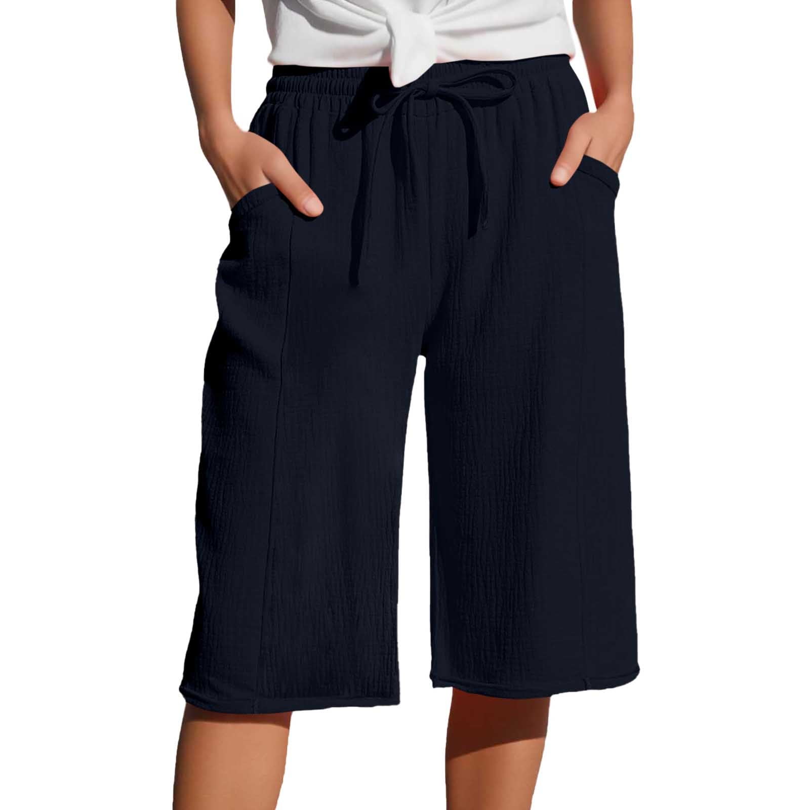 CAIVO Women Fashion Straight Leg Casual Pants Slacks Trousers Calf ...