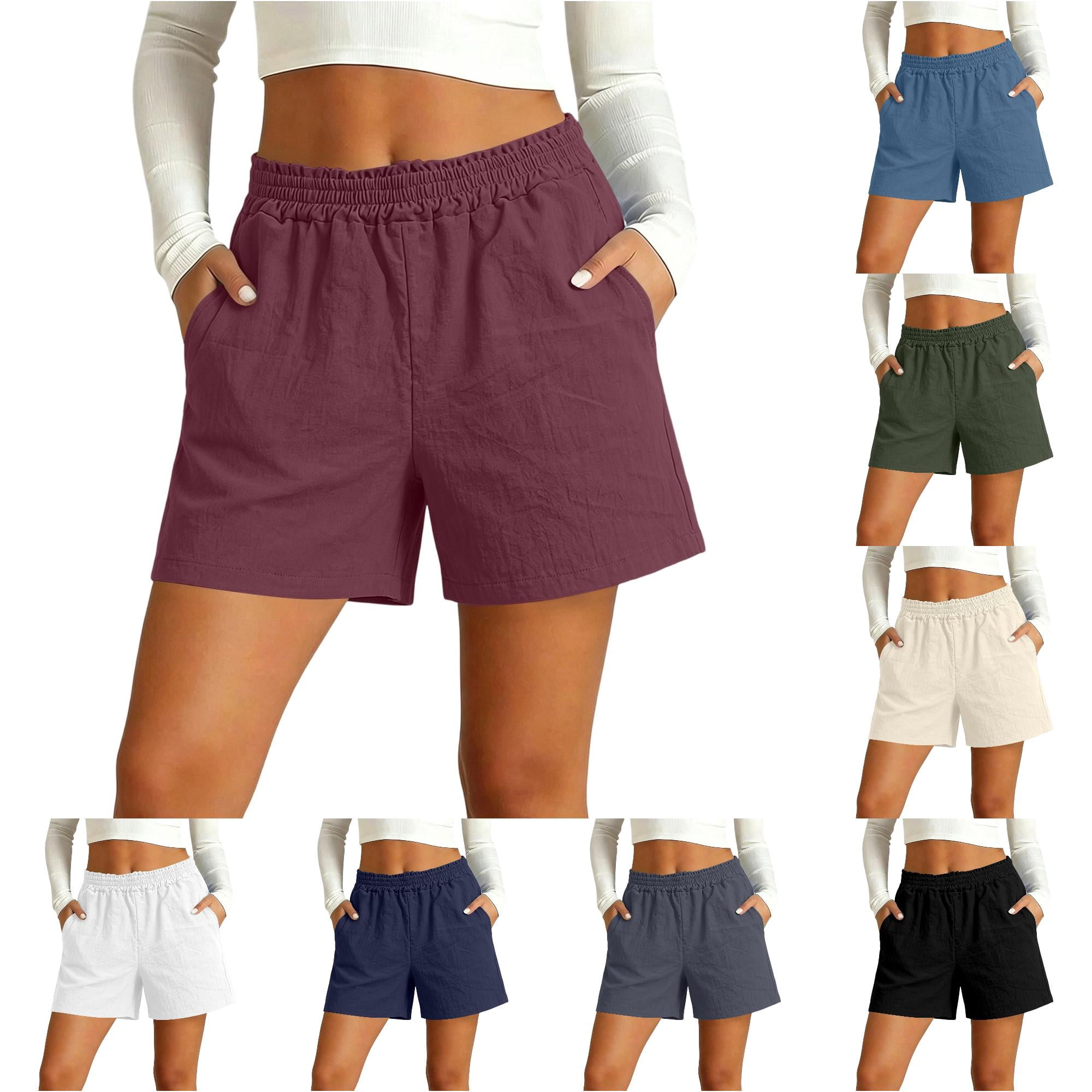 CAIVO Women Lightweight Solid Color Blend Shorts With Ruffle And ...