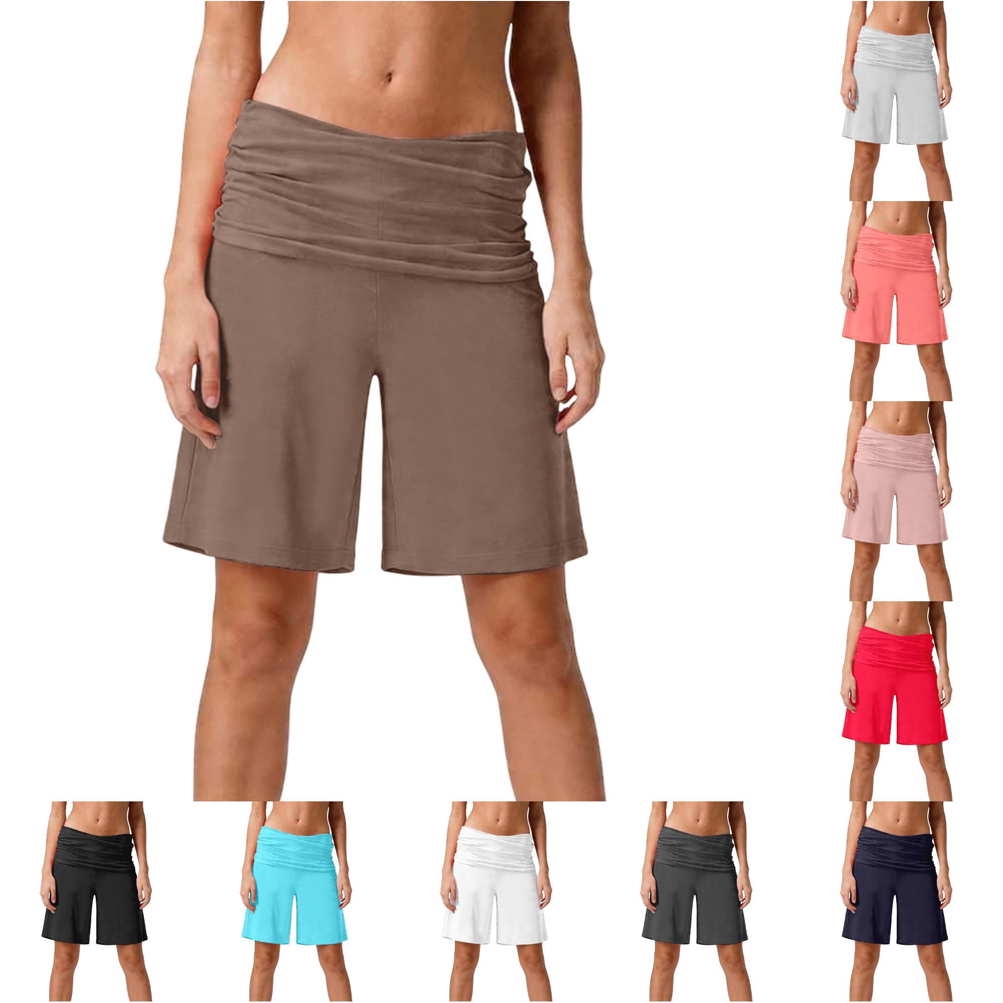 CAIVO Women Plus Size Lightweight Solid Color Blend Summer Yoga Shorts ...