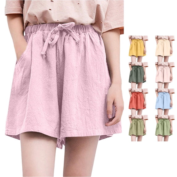CAIVO Women Plus Size Soft Casual Shorts Loose Fit High Waist Wide Leg ...