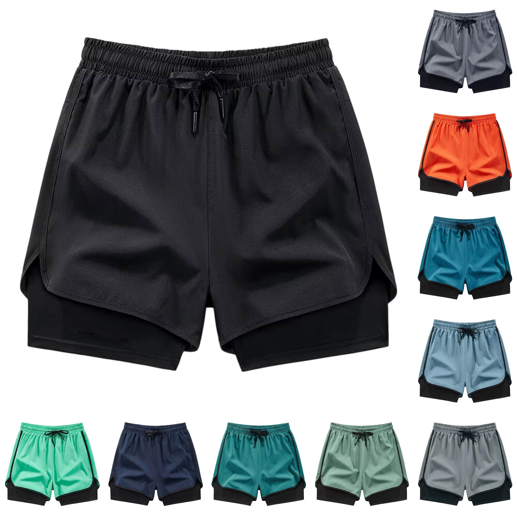 CAIVO Women Plus Size Two Layer Athletic Shorts Flowy Fit Secure Inner ...