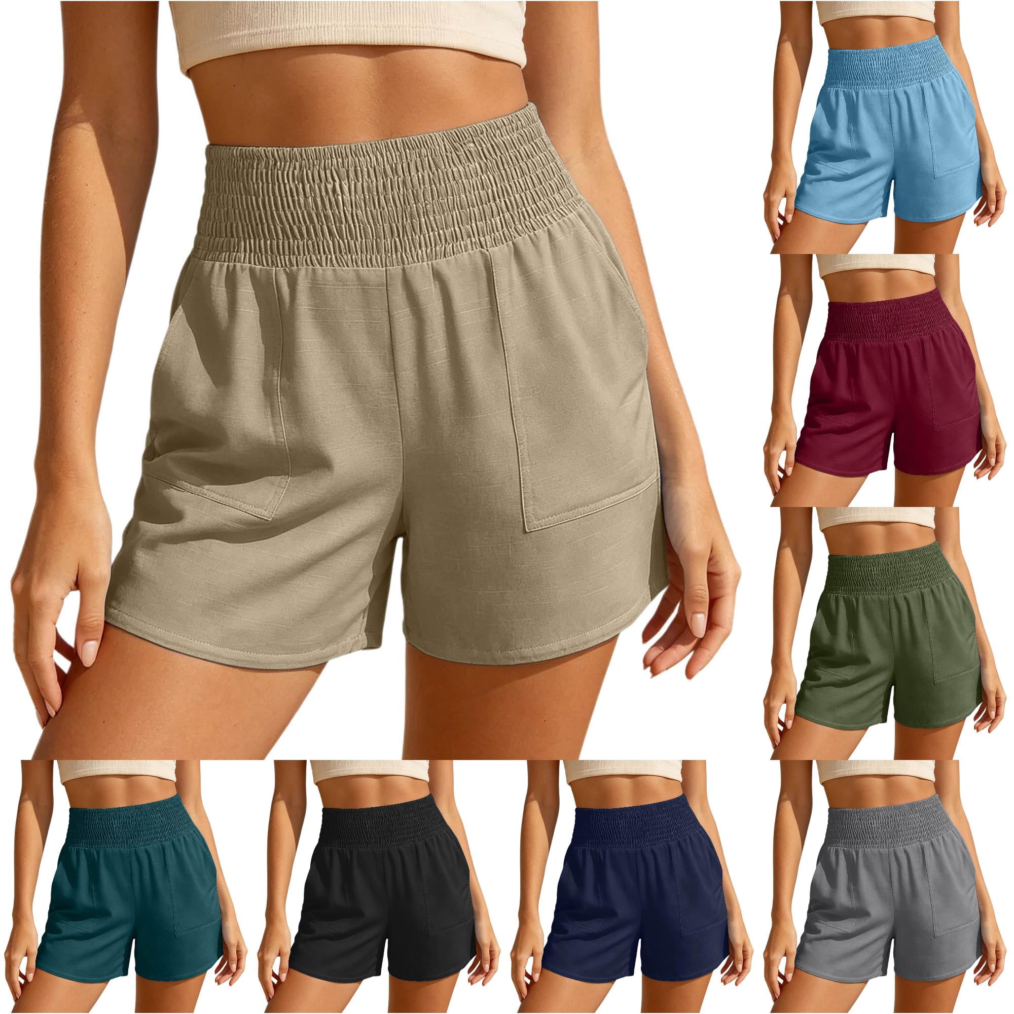 CAIVO Women Relaxed Fit High Waist Shorts For Casual Wide Leg Shorts ...