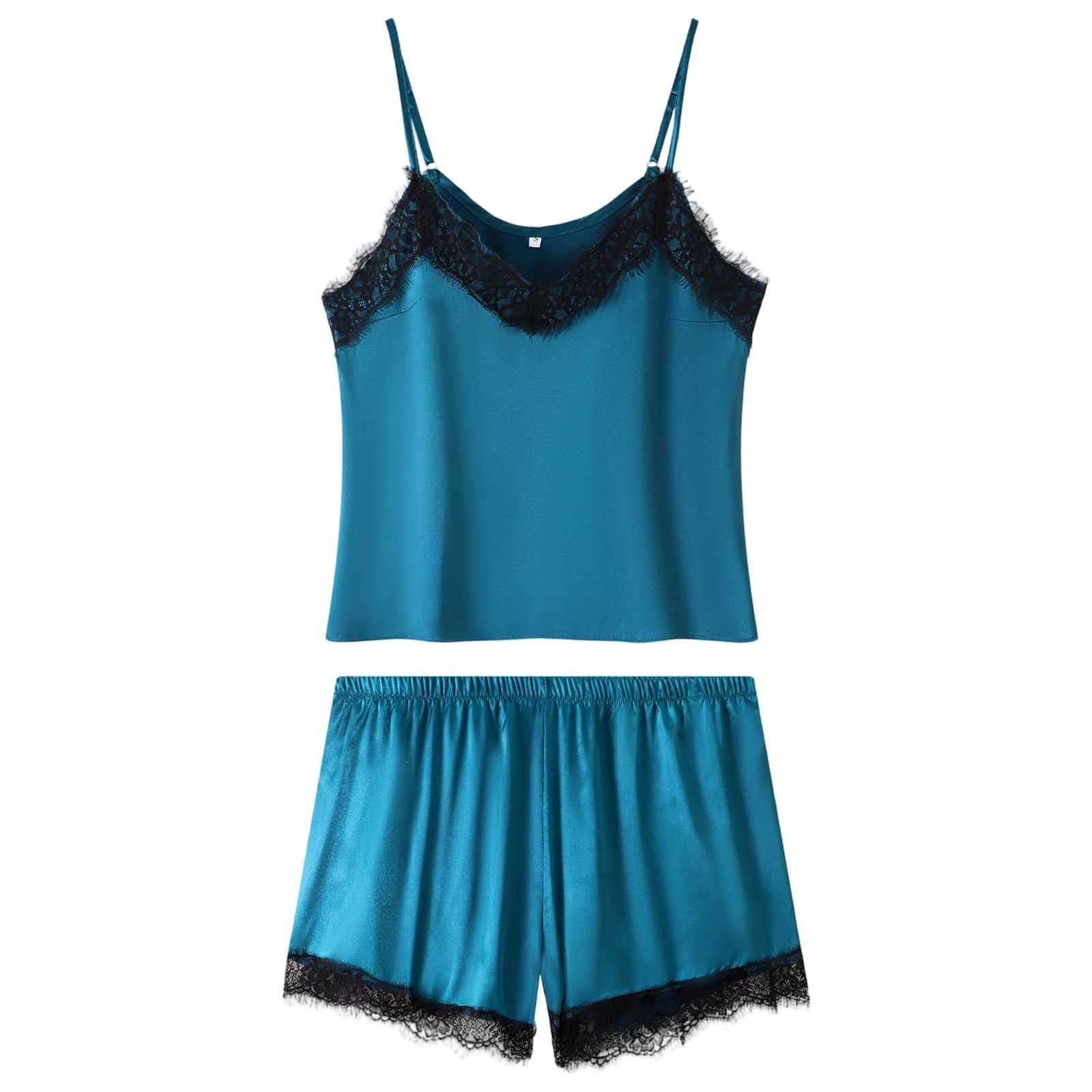 CAIVO Women Satin Sleeveless Spaghetti Strap Camisole Pajama For ...