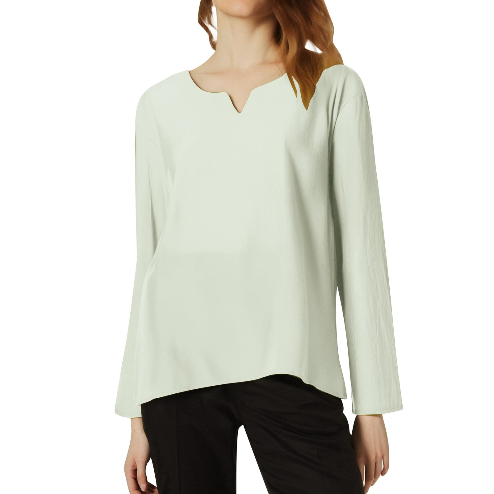 CAIVO Women Shirts Casual Loose Fashionable Linen Long Sleeve V Neck ...
