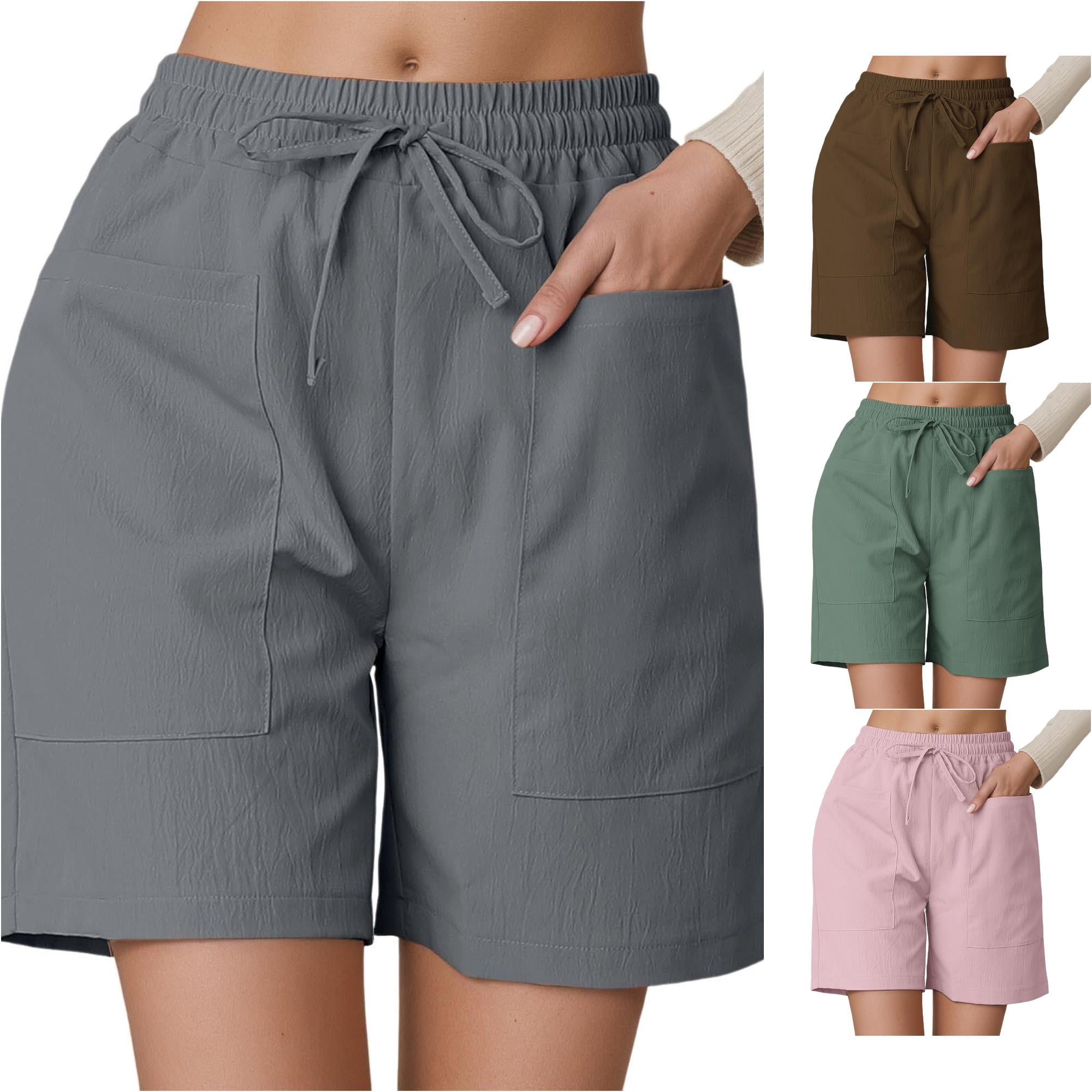 CAIVO Women Shorts High Waist With Elastic Waistband With 2 Side ...