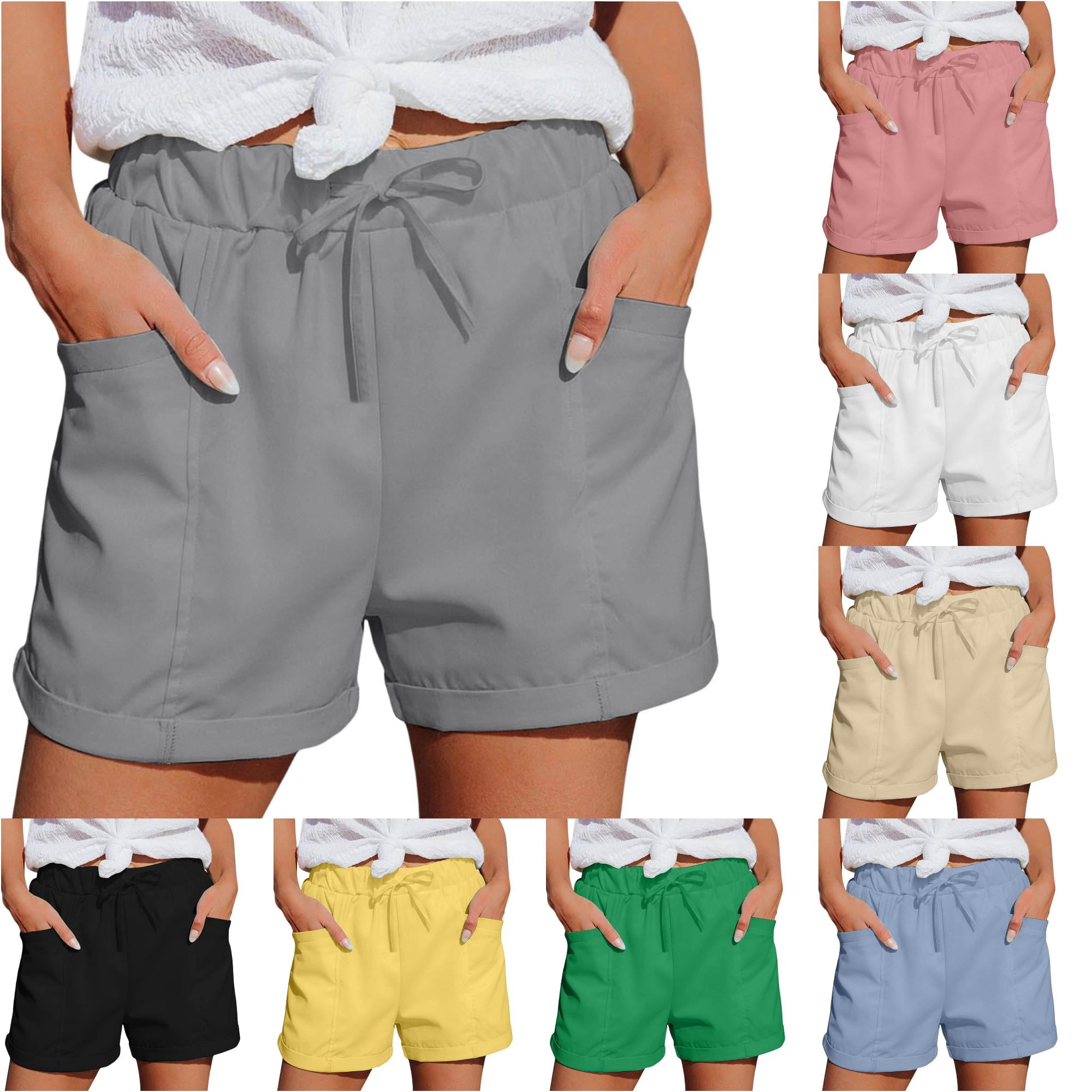 CAIVO Women Straight Leg Casual Shorts High Waist Sports Loose Fashion ...