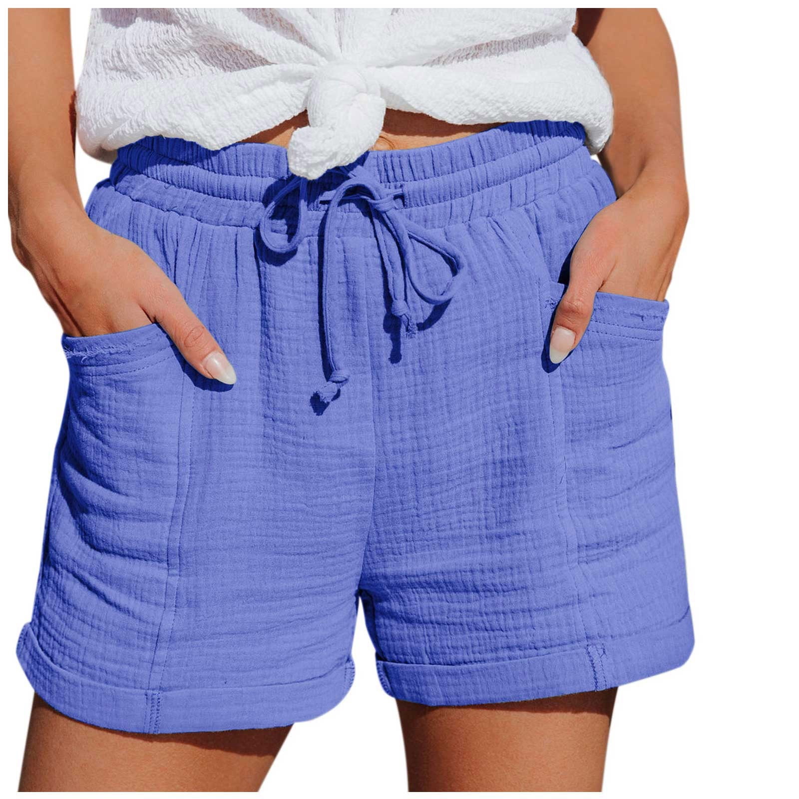 CAIVO Women Straight Leg Casual Shorts High Waist Sports Loose Fashion ...