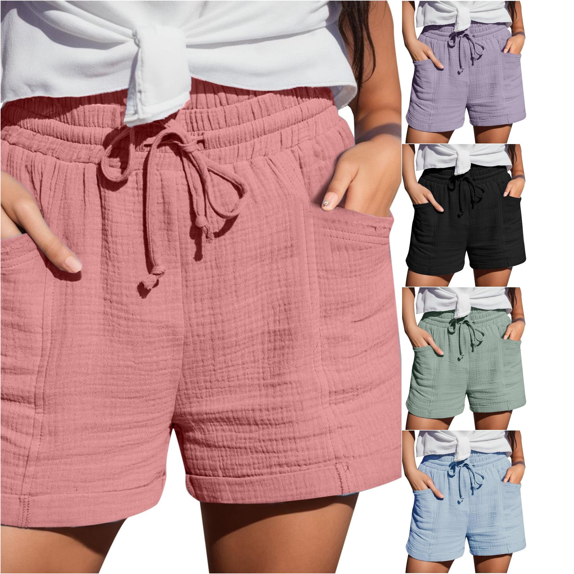 CAIVO Women Straight Leg Casual Shorts High Waist Sports Loose Fashion ...