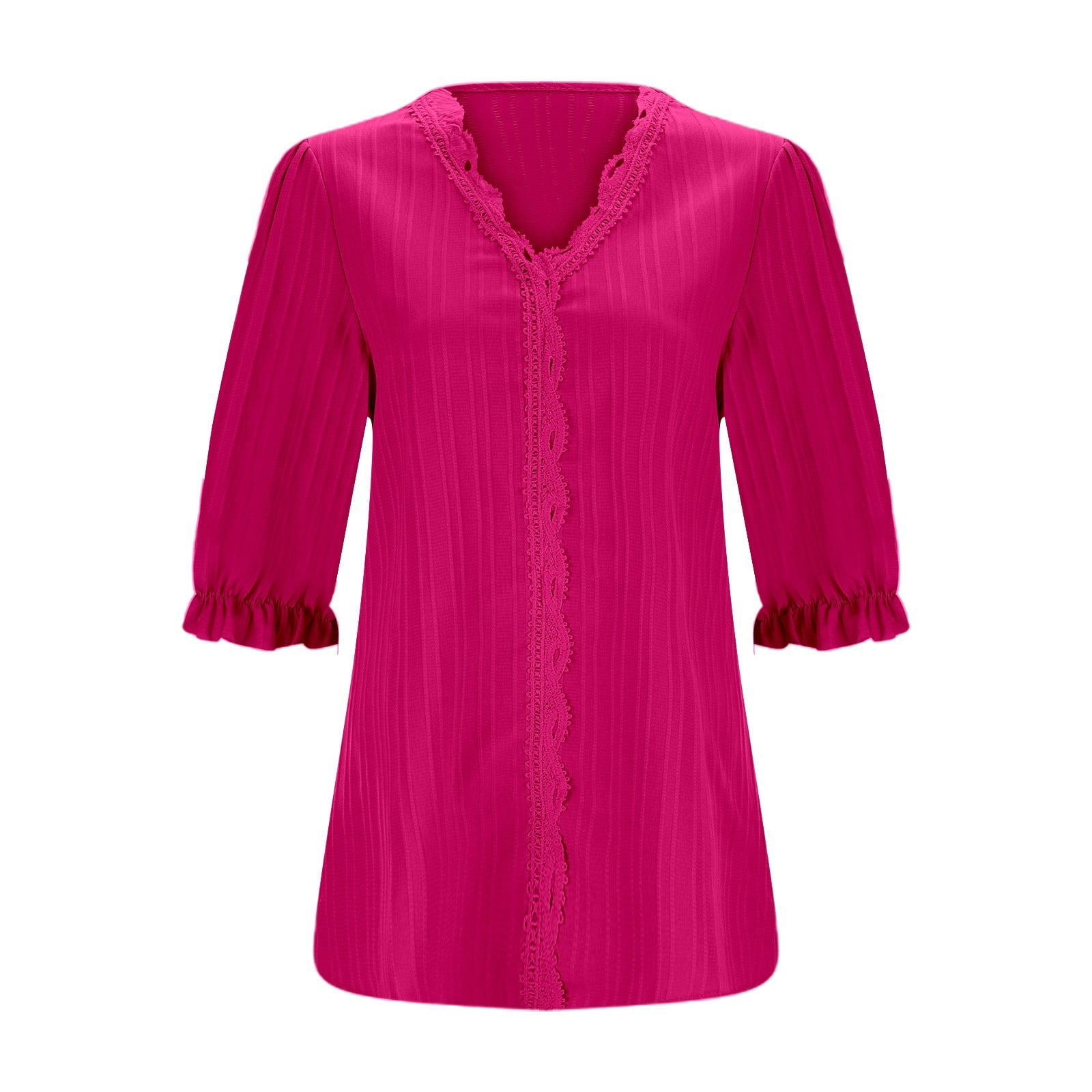CAIVO Women Summer Blouse Fashion Shirt With Hollow Out Design 3/4 ...
