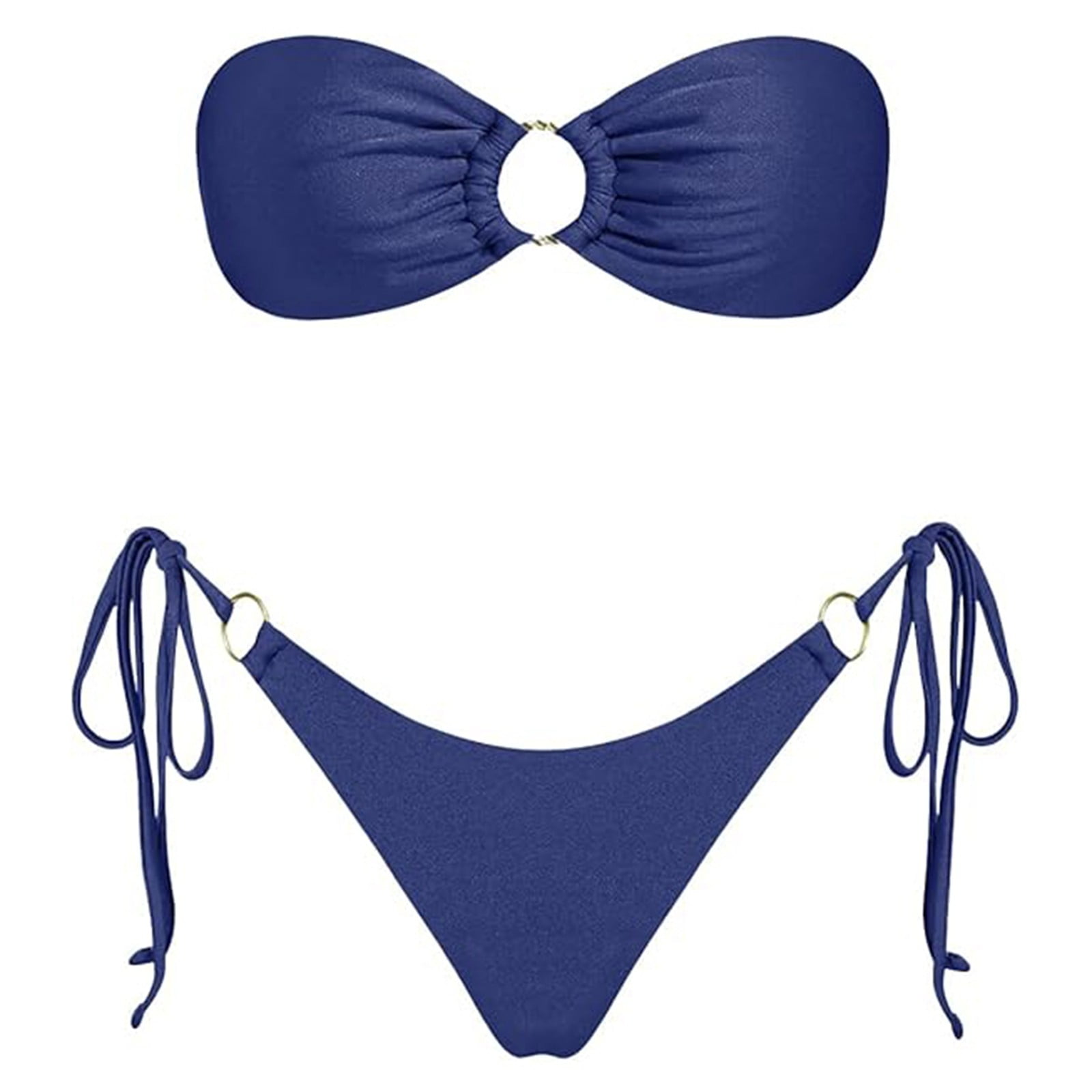 CAIVO Women Swimwear Fashion Sexy Strapless Swimsuit Solid Color Split ...