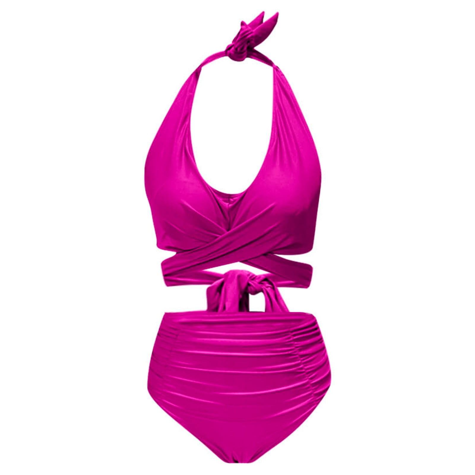 CAIVO Women Swimwear Fashion Solid Color High Waist Bikini 2PCS ...