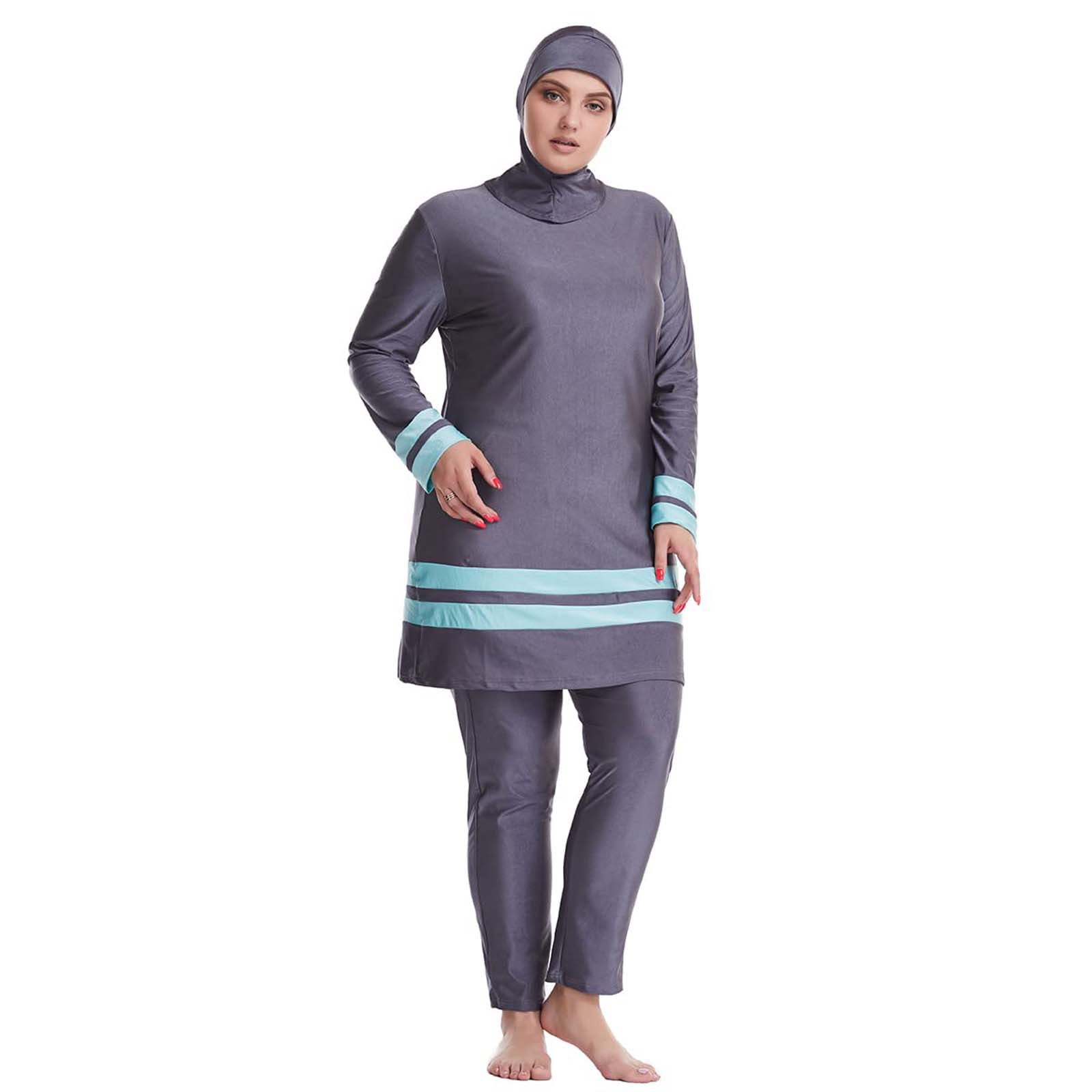 CAIVO Women Swimwear Oversized Conservative Swimsuit Long Sleeve ...