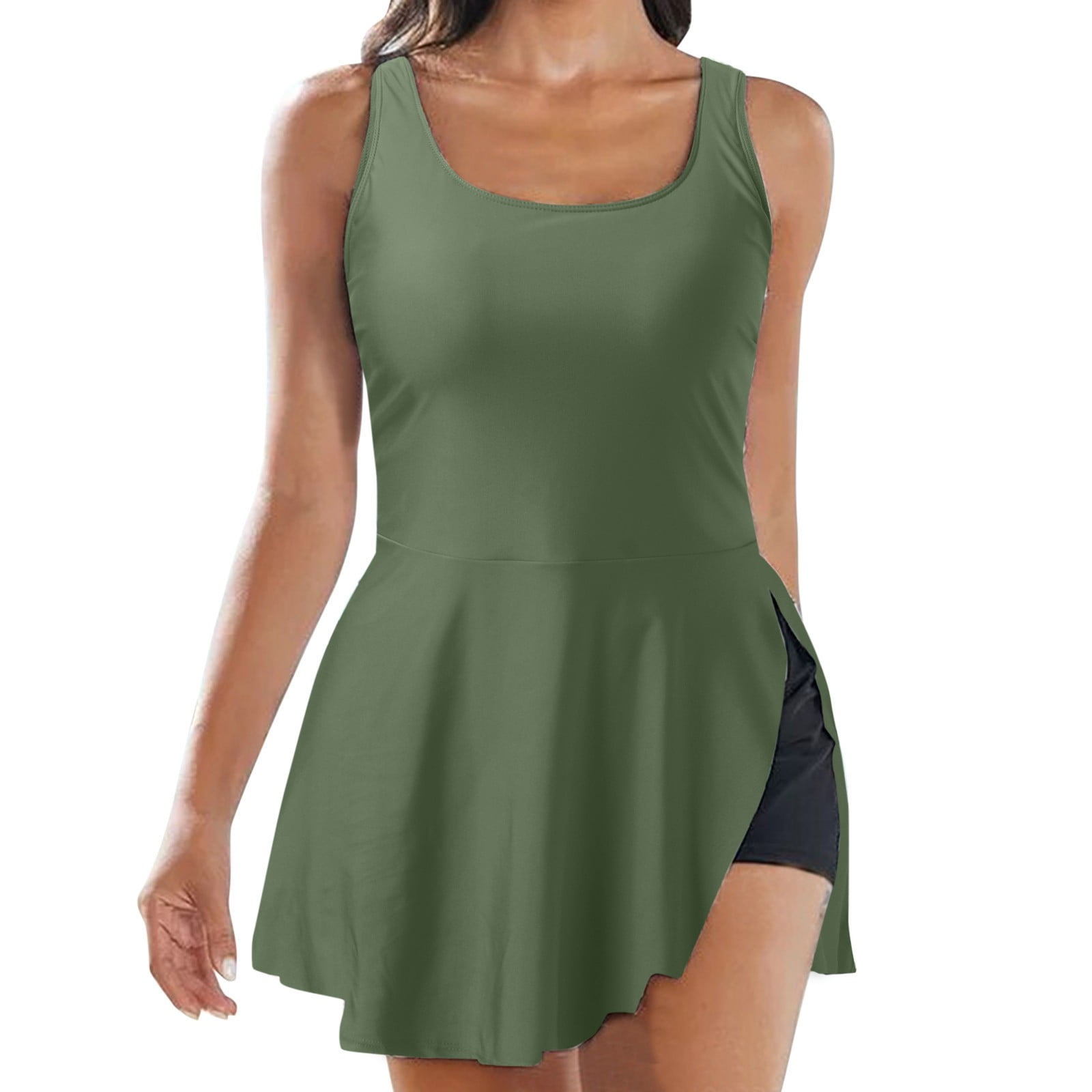 CAIVO Women Swimwear Plus Size Swimsuit 2PCS Belted Tankini Top With ...