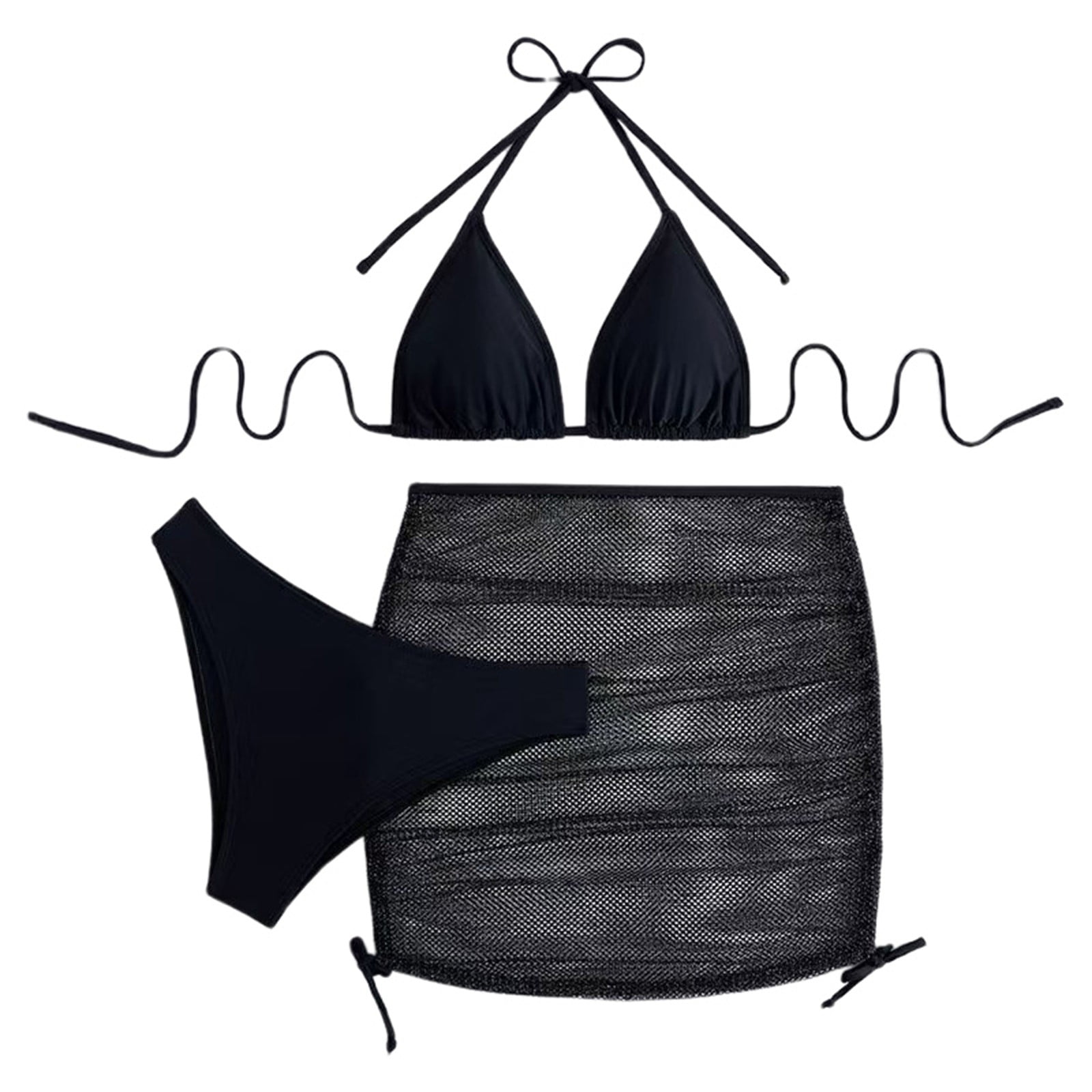 CAIVO Women Swimwear Sexy Backless Lace Up 3PCS Bikini Versatile Beach ...