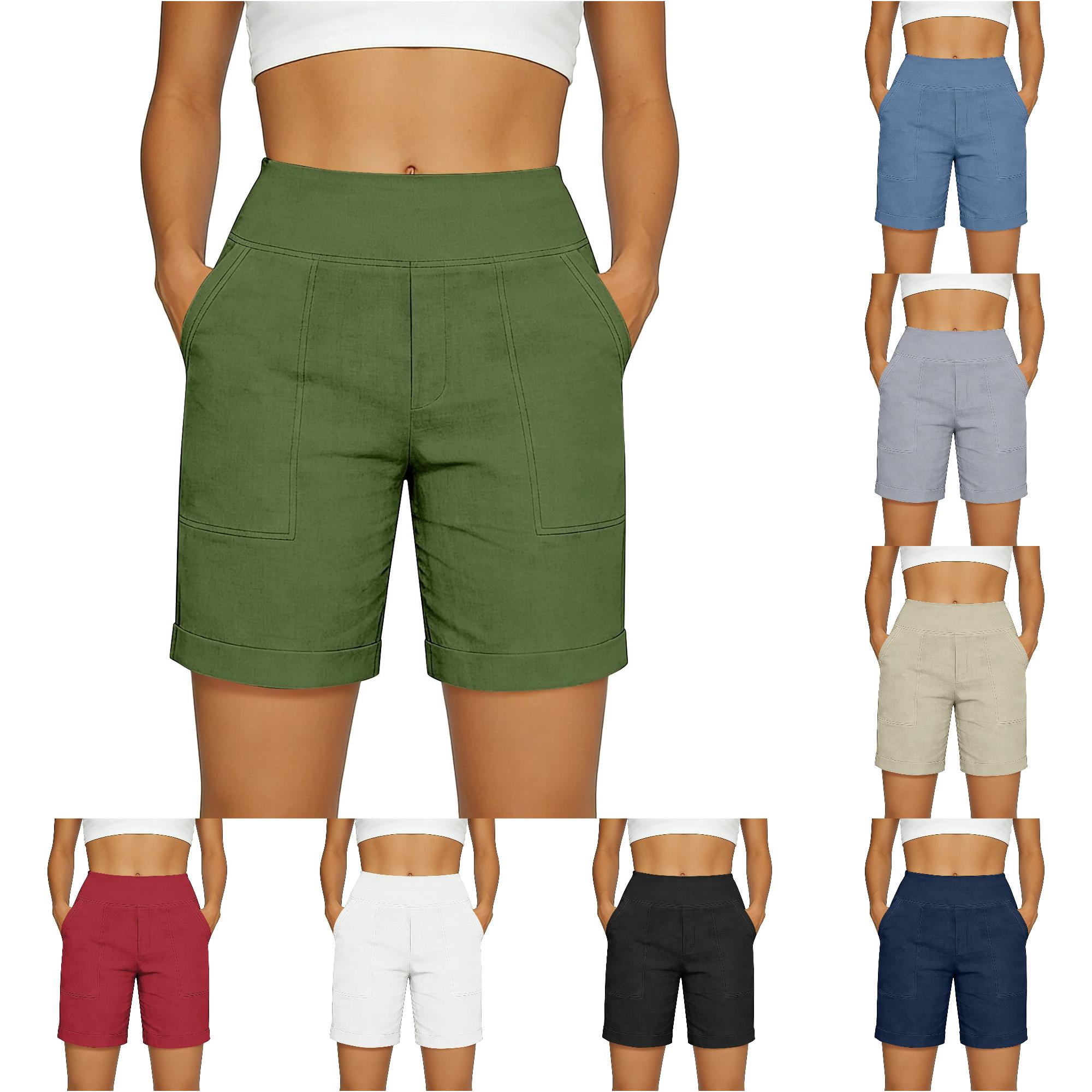 CAIVO Women Workout Casual Shorts With Pockets Summer Comfort Three ...