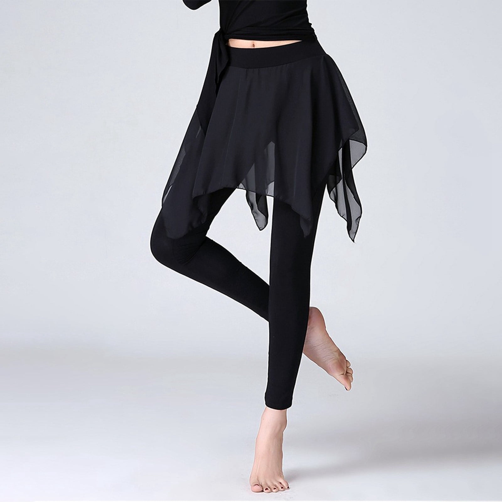 CAIVO Women's Solid Color Latin Skirts Dance Wear Exercise Pants Shape ...