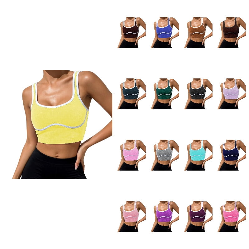 CAIVO Womens Athletic Tank Tops Breathable Square Neck Tight Color ...