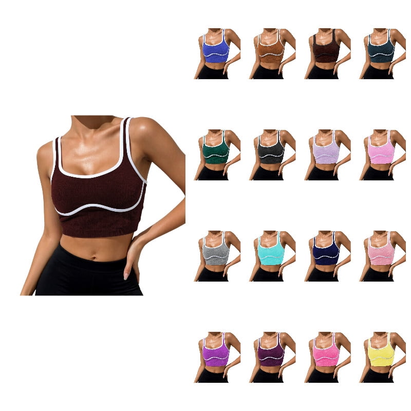 CAIVO Womens Athletic Tank Tops Breathable Square Neck Tight Color ...