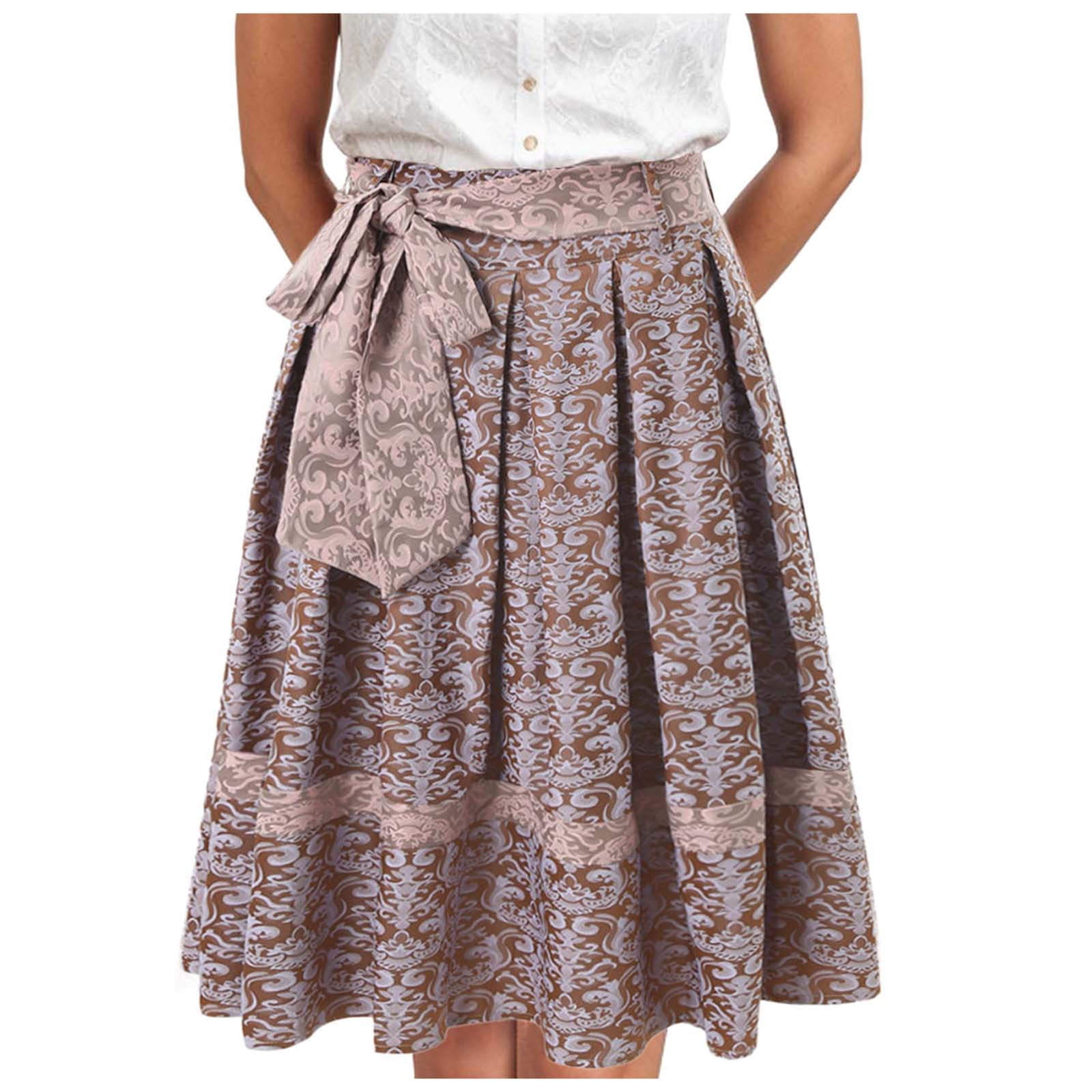 CAIVO Womens Elegant Solid Color Skirt High Waist Pleated Skirts ...