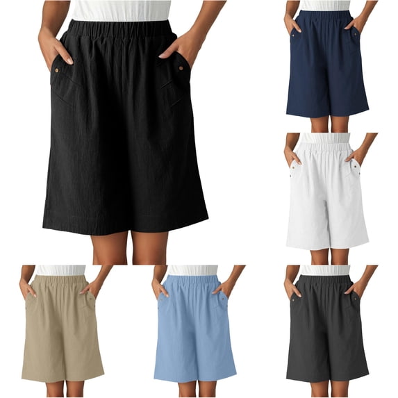 CAIVO Womens Shorts Casual Summer Knee Length Comfortable Straight Leg ...